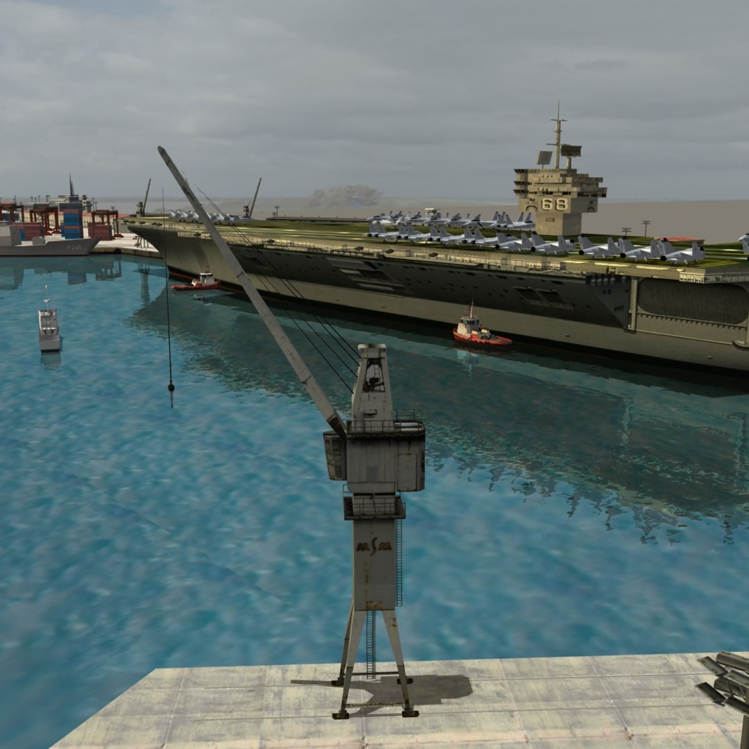 uss navy base harbour 3d model
