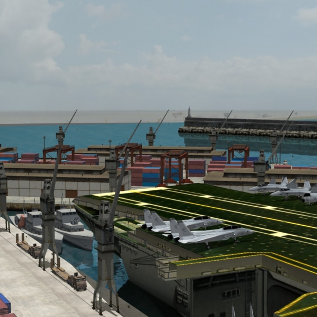 uss navy base harbour 3d model