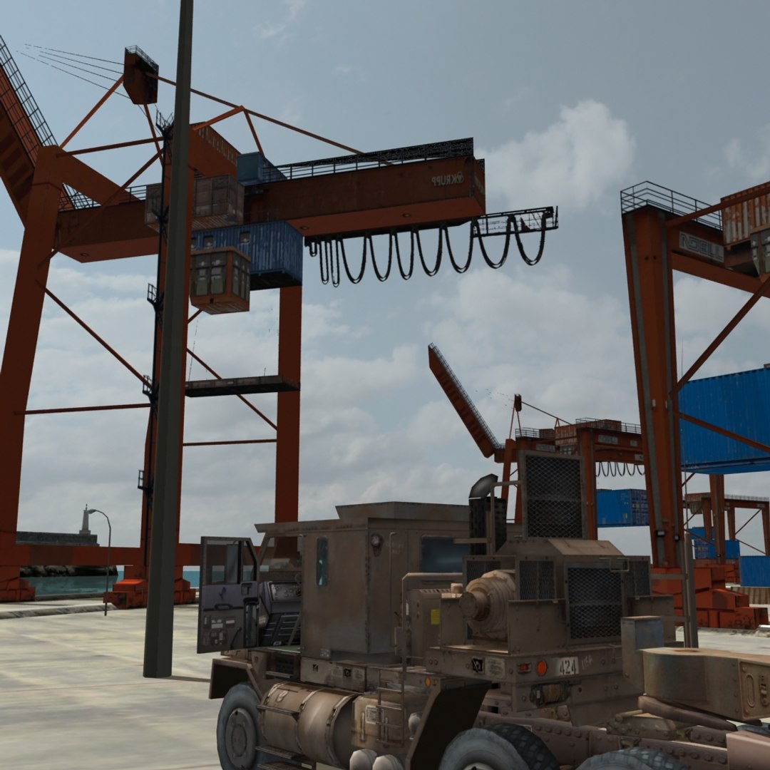 uss navy base harbour 3d model