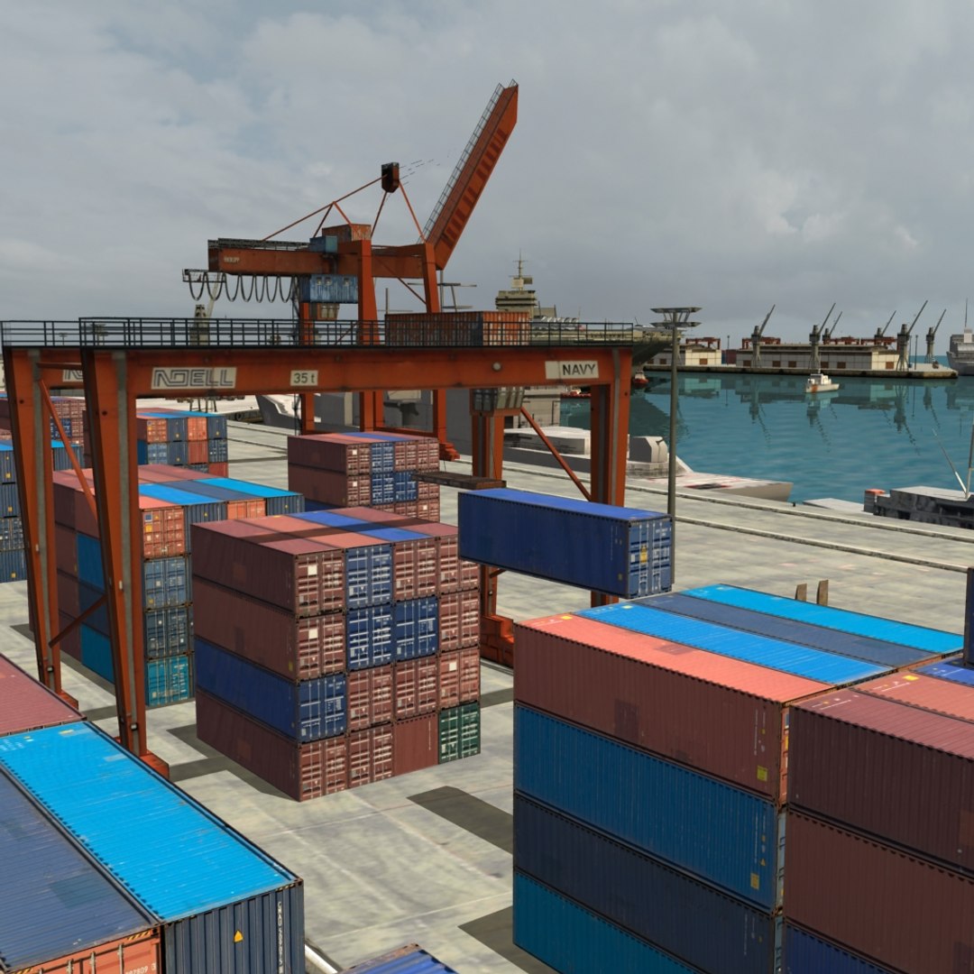 uss navy base harbour 3d model