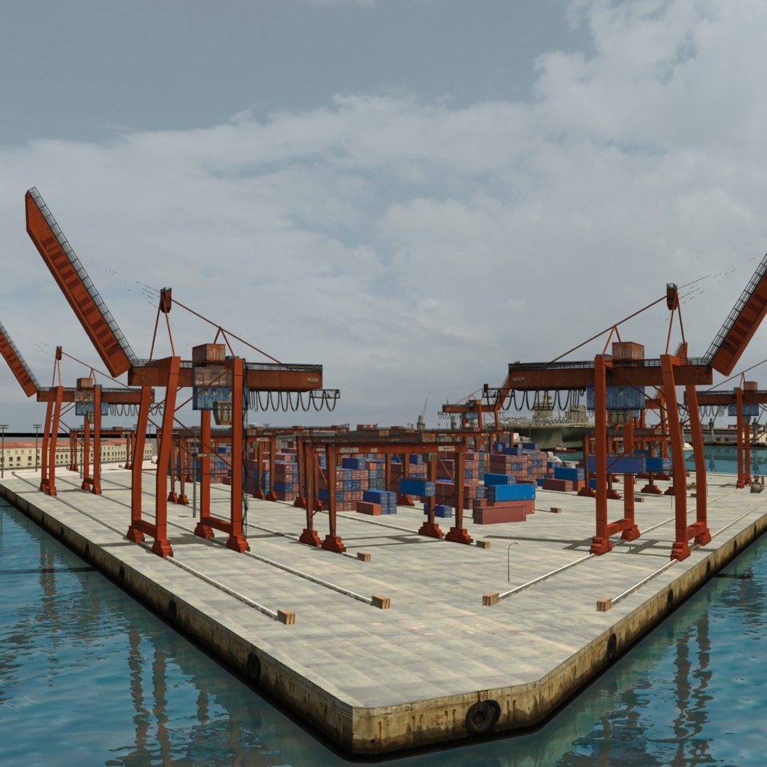 uss navy base harbour 3d model