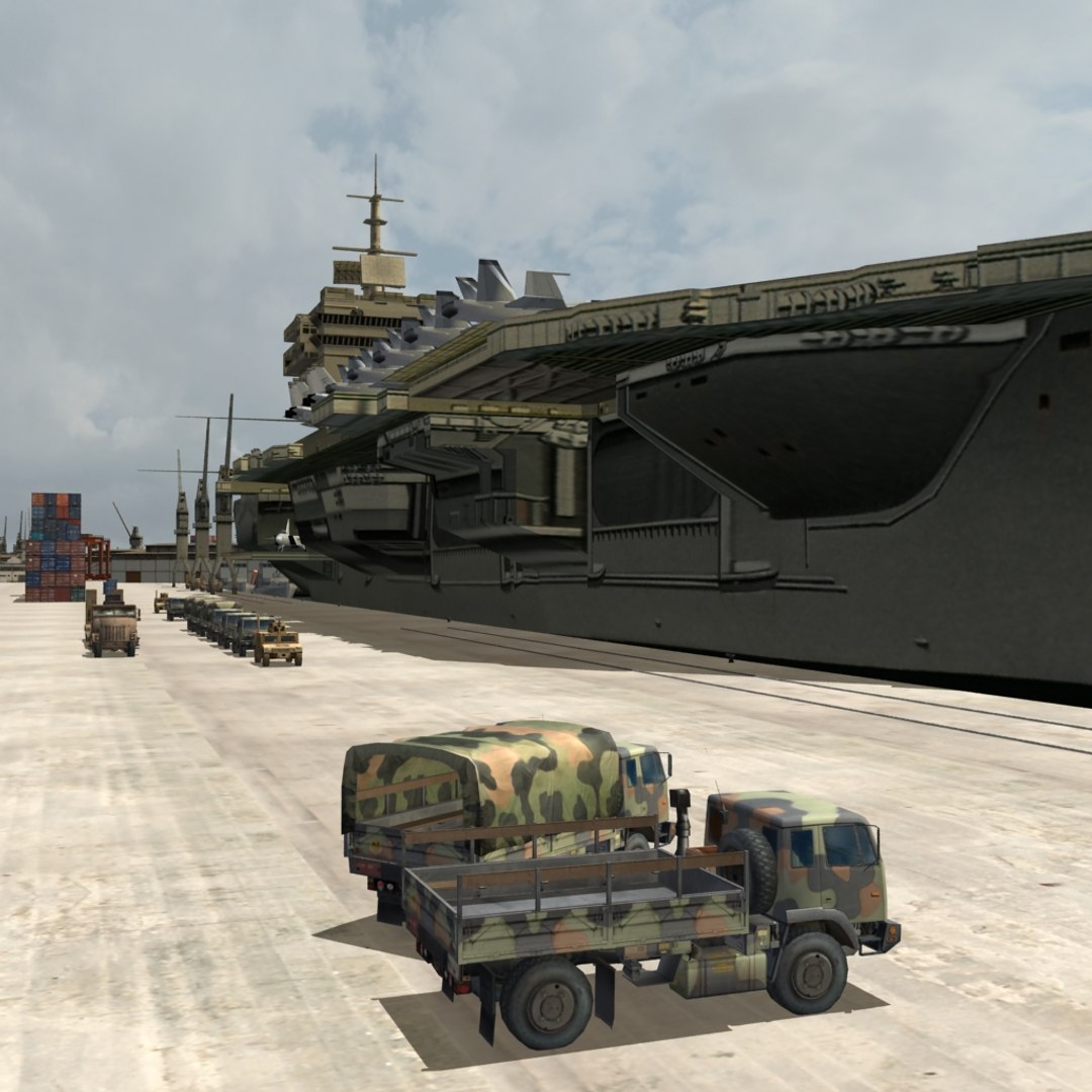 uss navy base harbour 3d model