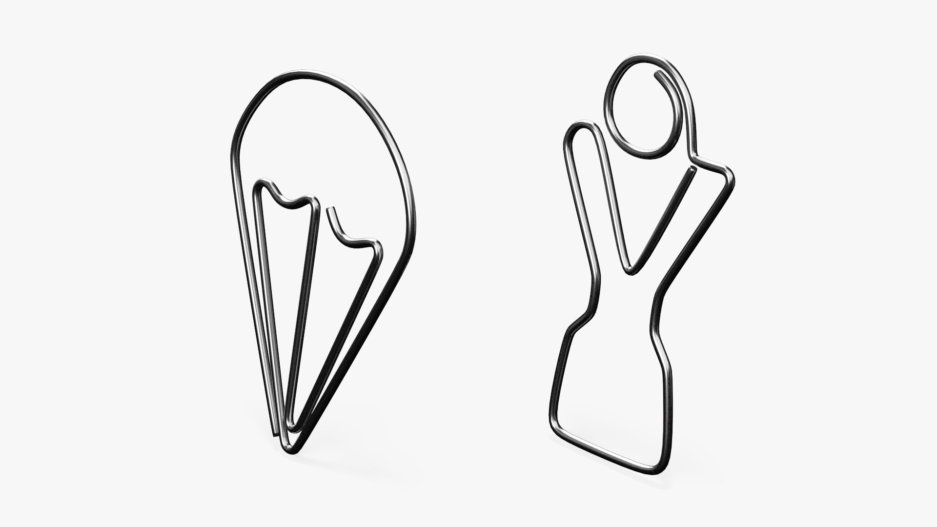 3D Shaped Paper Clips Silver Model - TurboSquid 2189779