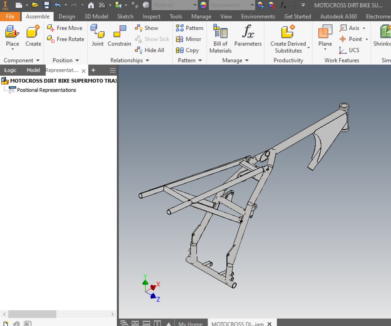 3D Model MOTOCROSS DIRT BIKE SUPERMOTO TRAIL FRAME CHASSIS MOTORCYCLE ...