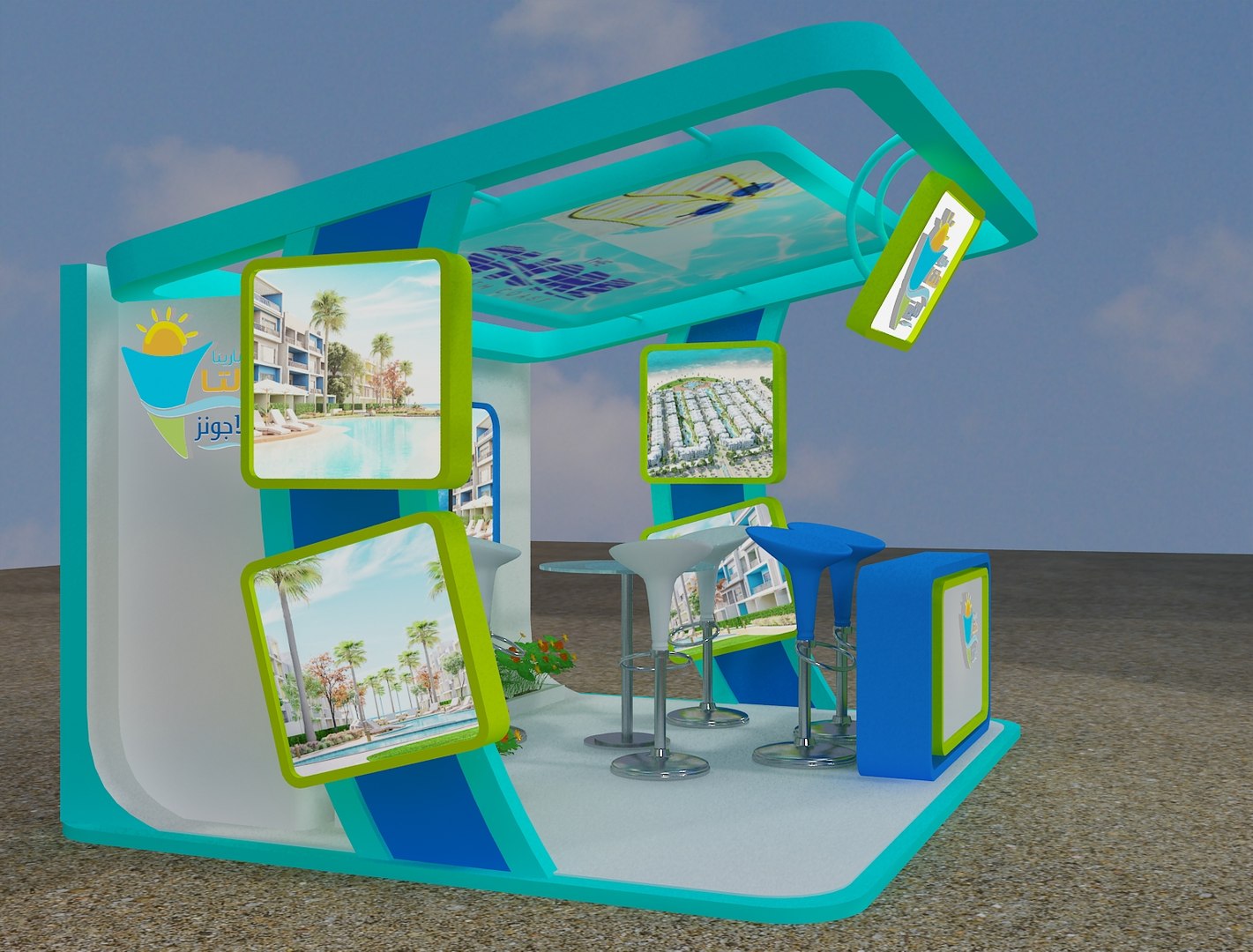 Stand exhibition 5 booth model - TurboSquid 1578792