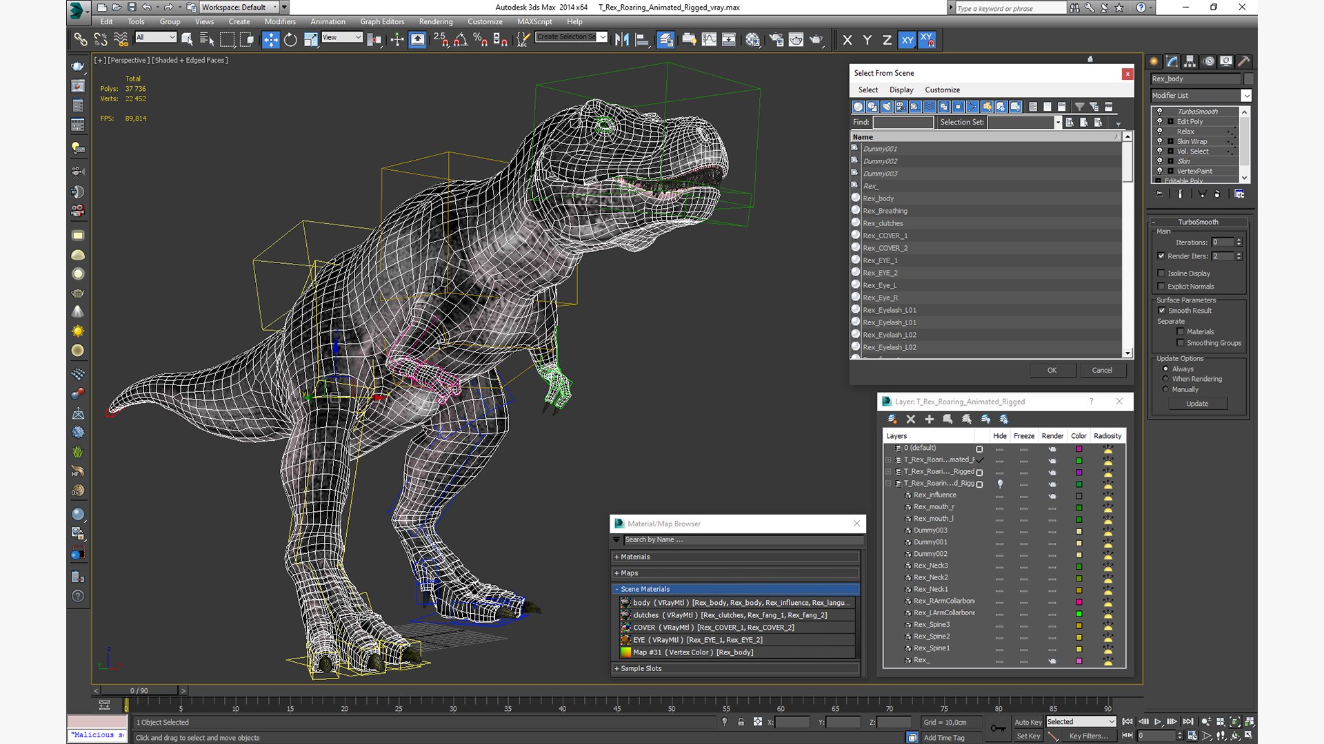 3D T Rex Roaring Animated Rigged - TurboSquid 2102890