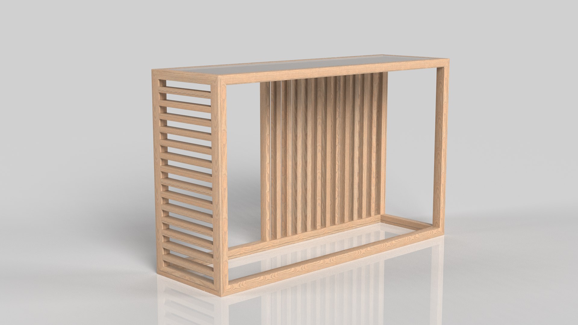 3D Natural Oak Console Table With Glass Top - TurboSquid 2206379