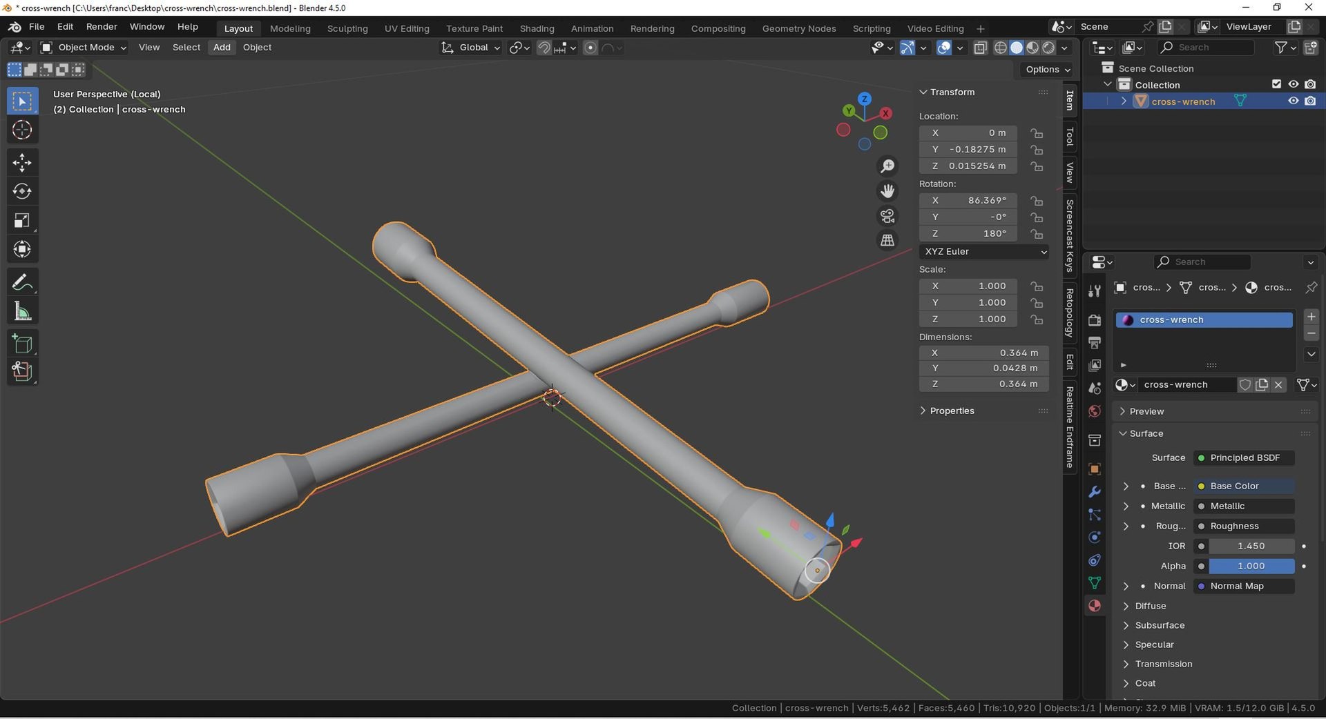 3D Cross Wrench Model - TurboSquid 2520917