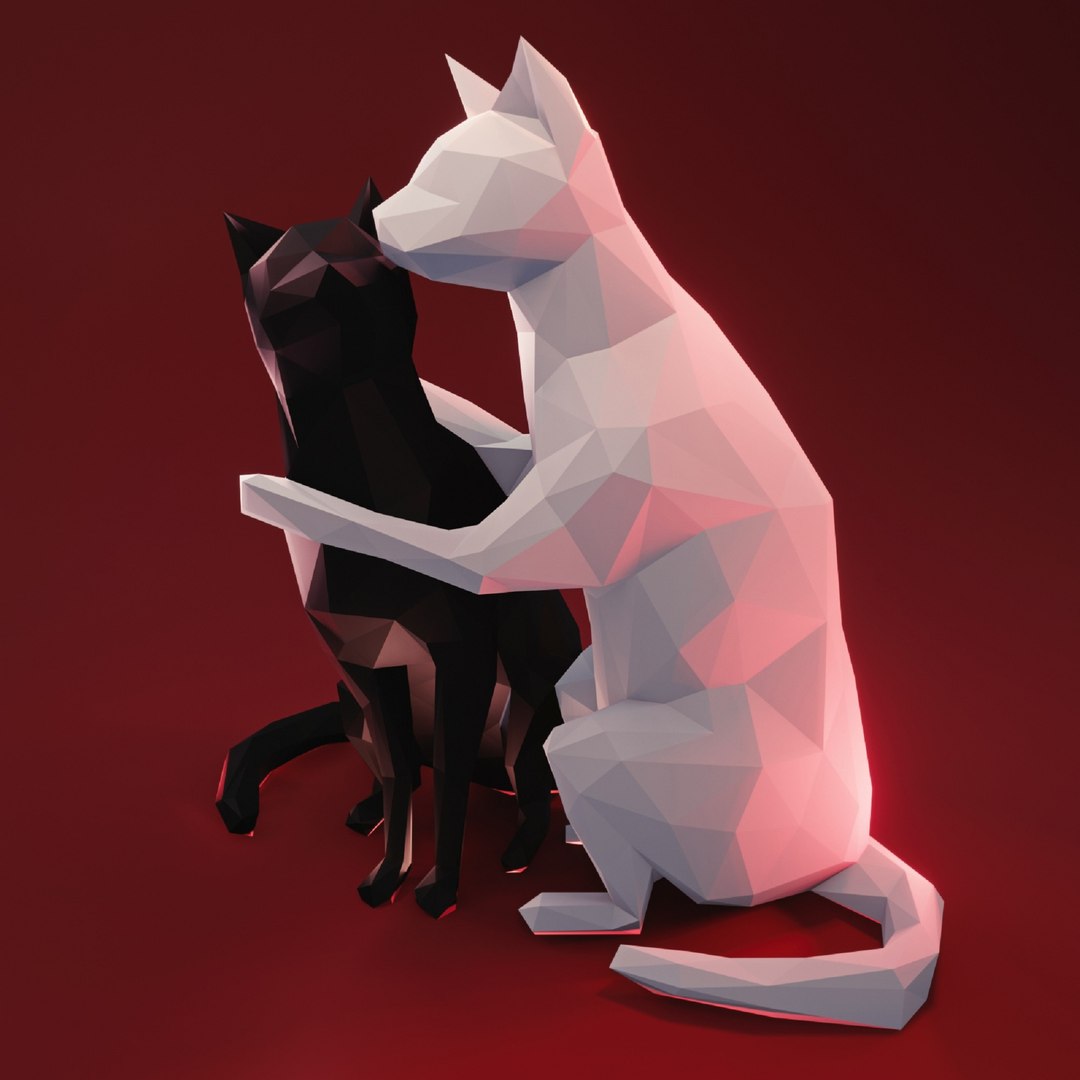 3D Cat Hug Low Poly Model - TurboSquid 1936972