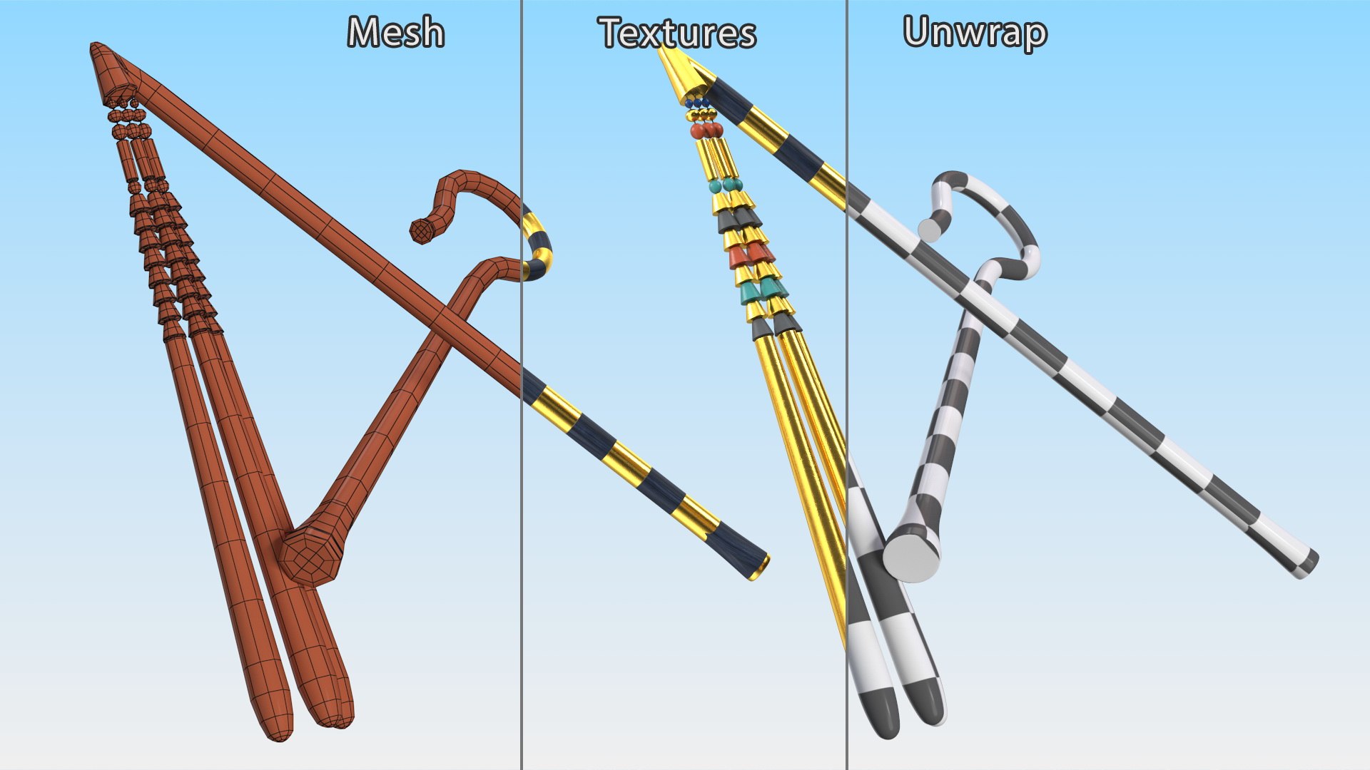 Egyptian Heka And Nekhakha Sceptres 3D Model - TurboSquid 2083595