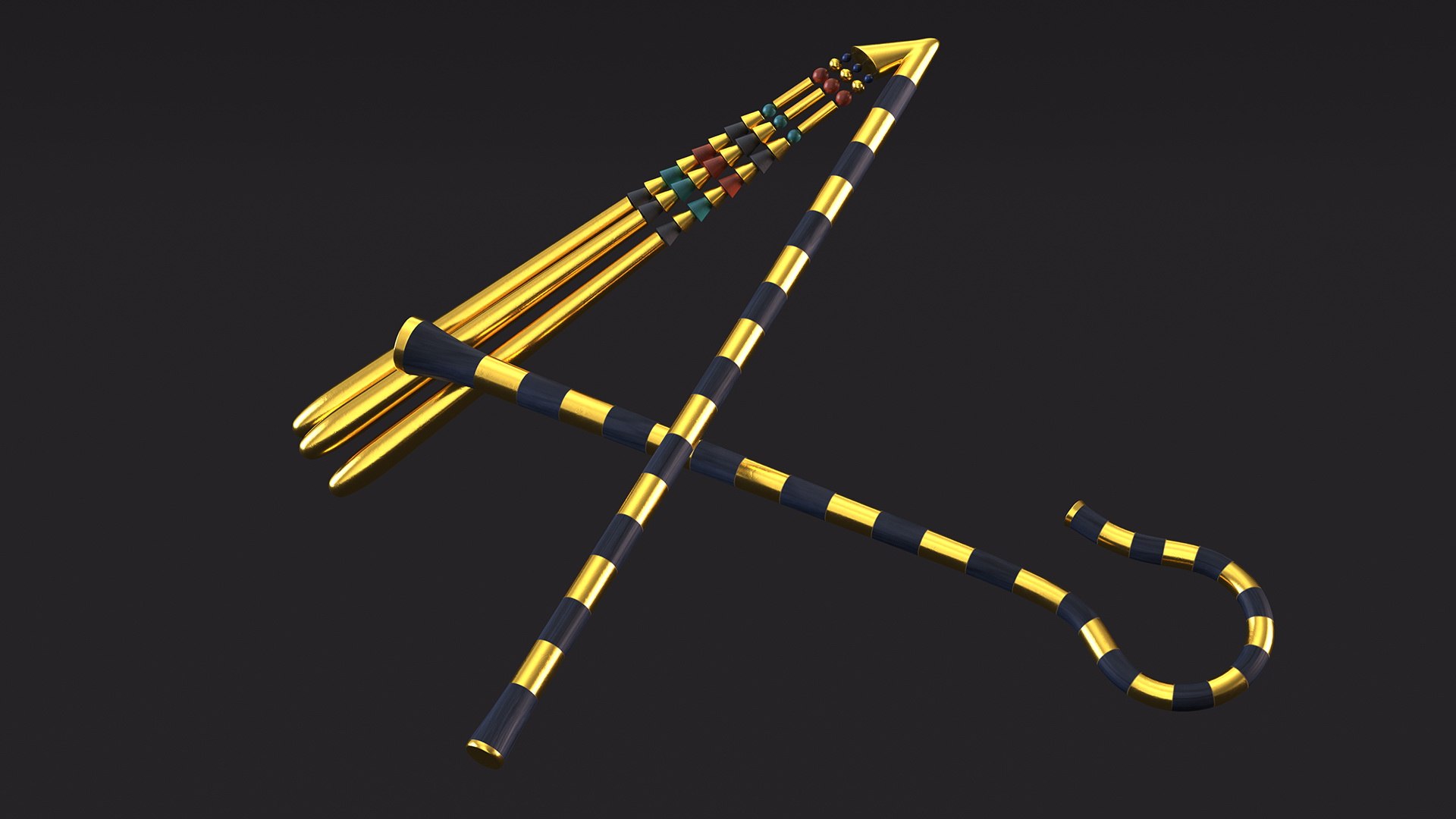 Egyptian Heka And Nekhakha Sceptres 3D Model - TurboSquid 2083595