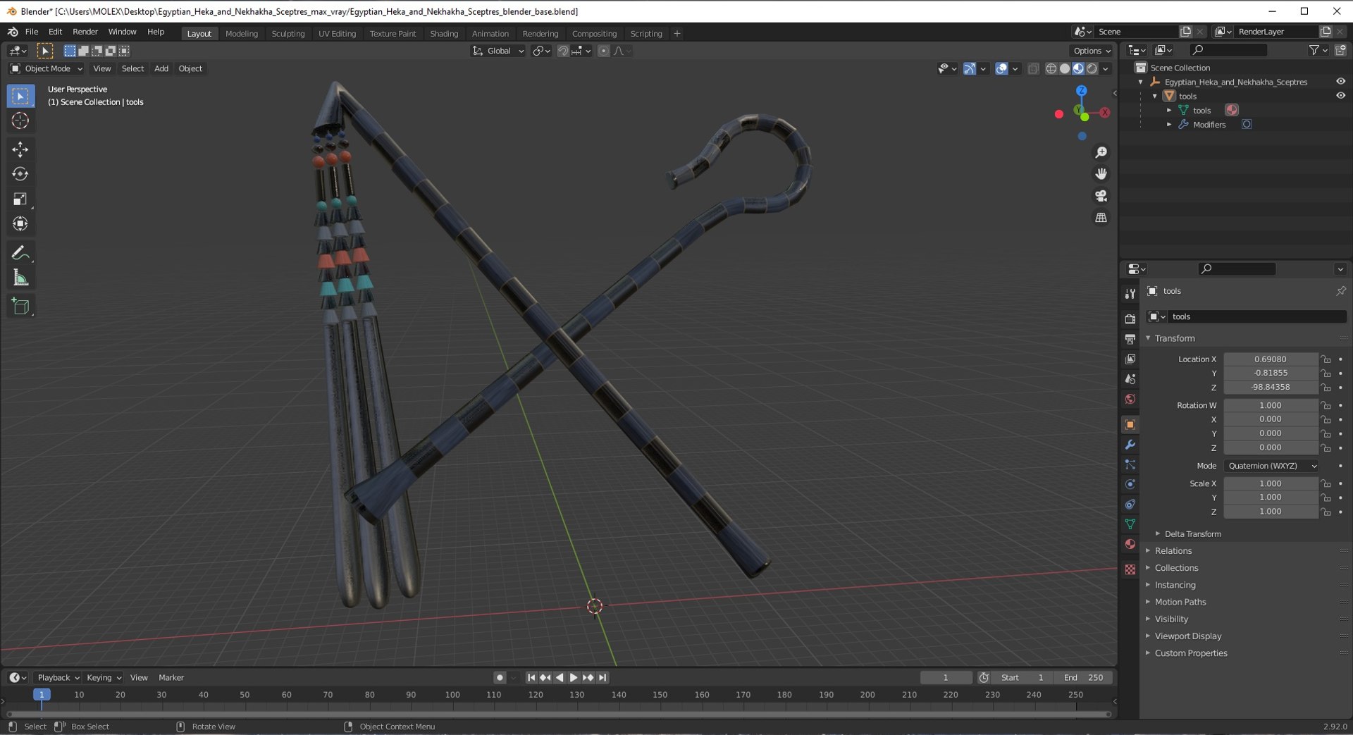 Egyptian Heka And Nekhakha Sceptres 3D Model - TurboSquid 2083595
