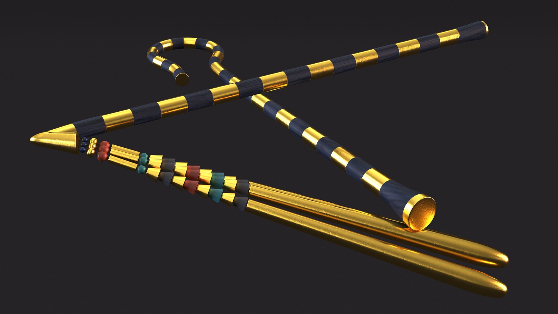 Egyptian Heka And Nekhakha Sceptres 3D Model - TurboSquid 2083595