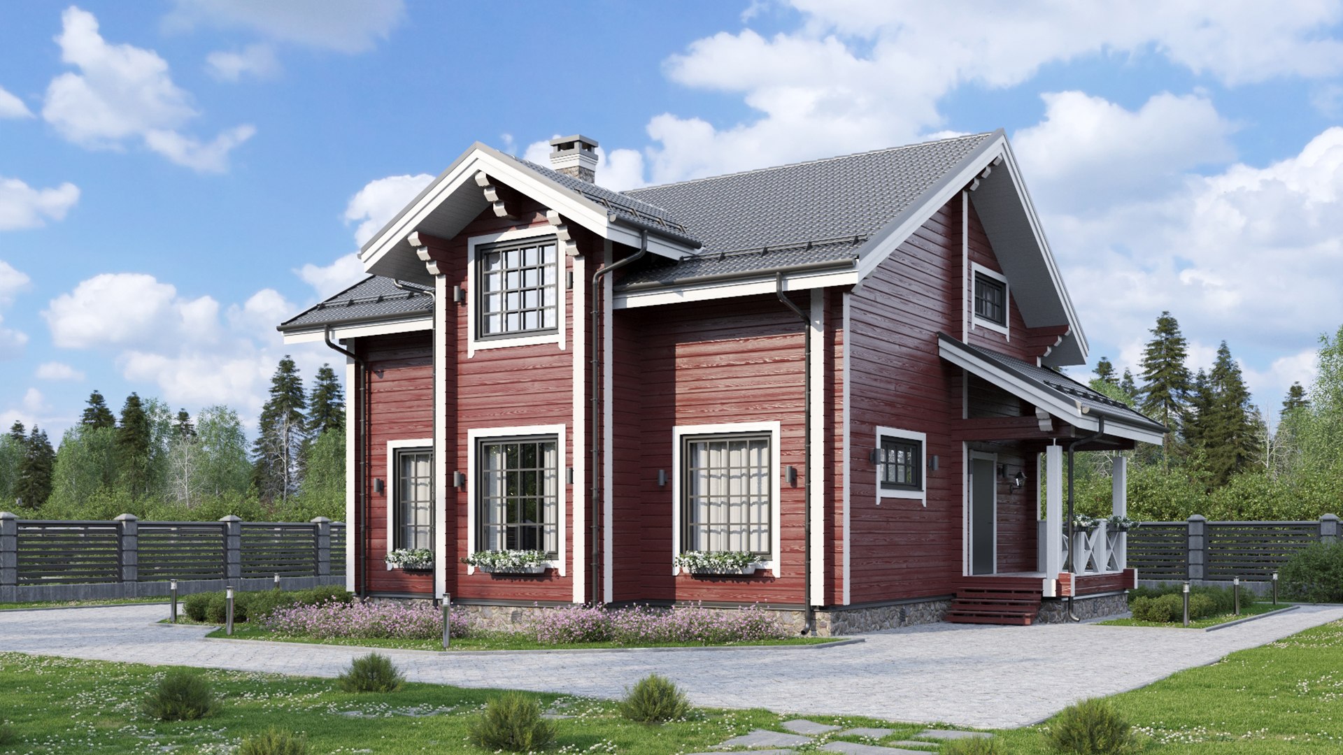 3D Red Wooden House - TurboSquid 1554562