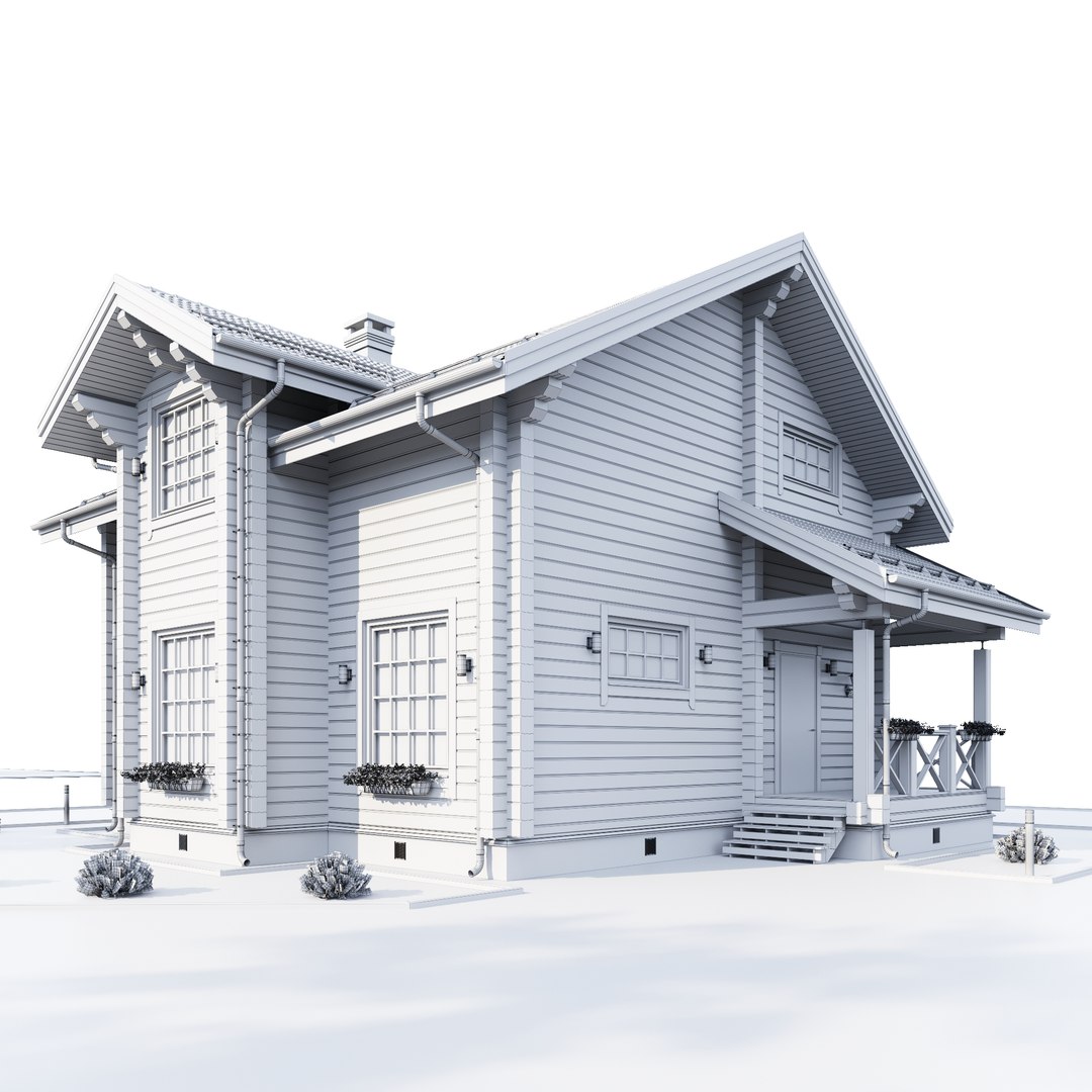 3D Red Wooden House - TurboSquid 1554562