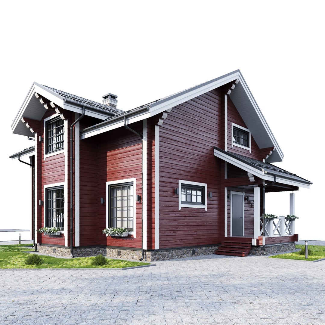 3D Red Wooden House - TurboSquid 1554562