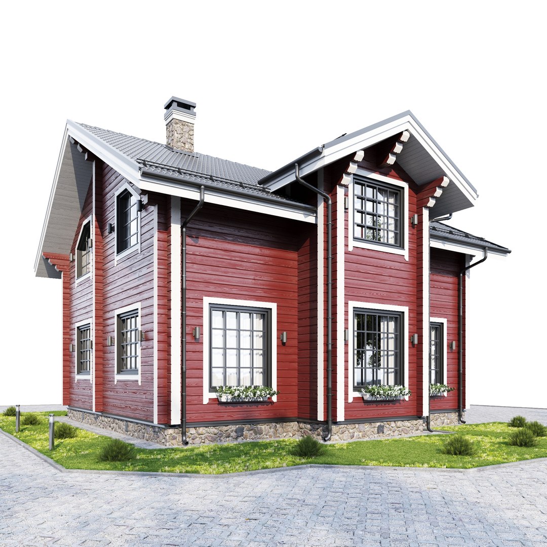 3D Red Wooden House - TurboSquid 1554562