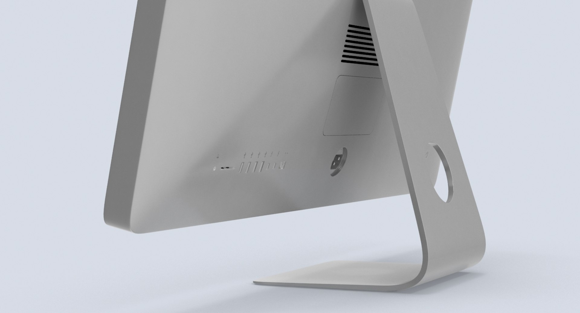 3d Silver Computer Monitor Model