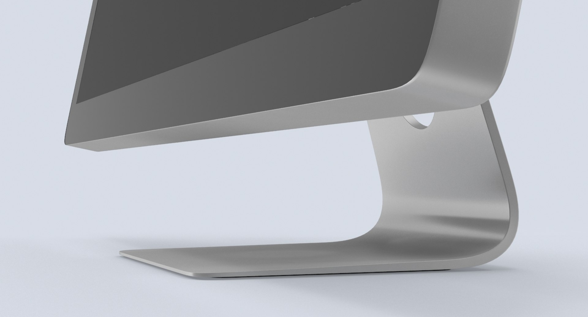 3d Silver Computer Monitor Model