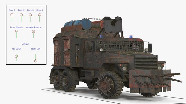 modelo 3d Apocalyptic Truck Rigged - TurboSquid 2061452