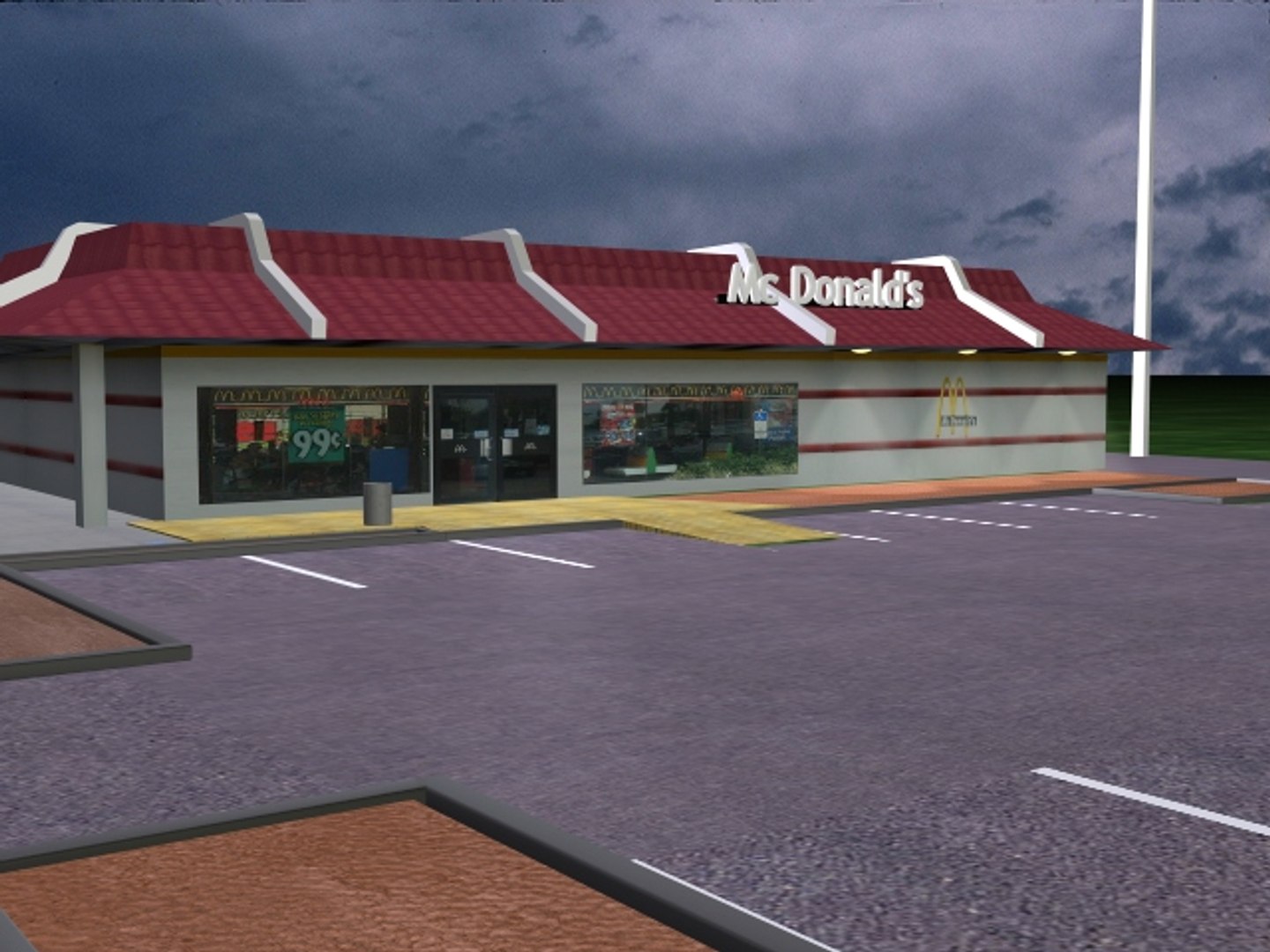 Fast Food Restaurant Building 3d Model