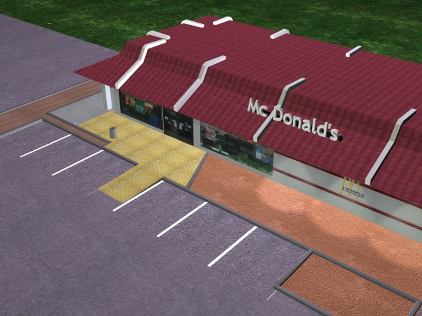 Fast Food Restaurant Building 3d Model