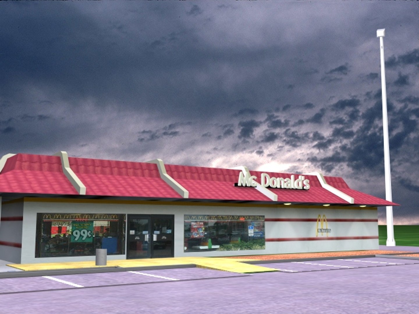 Fast Food Restaurant Building 3d Model