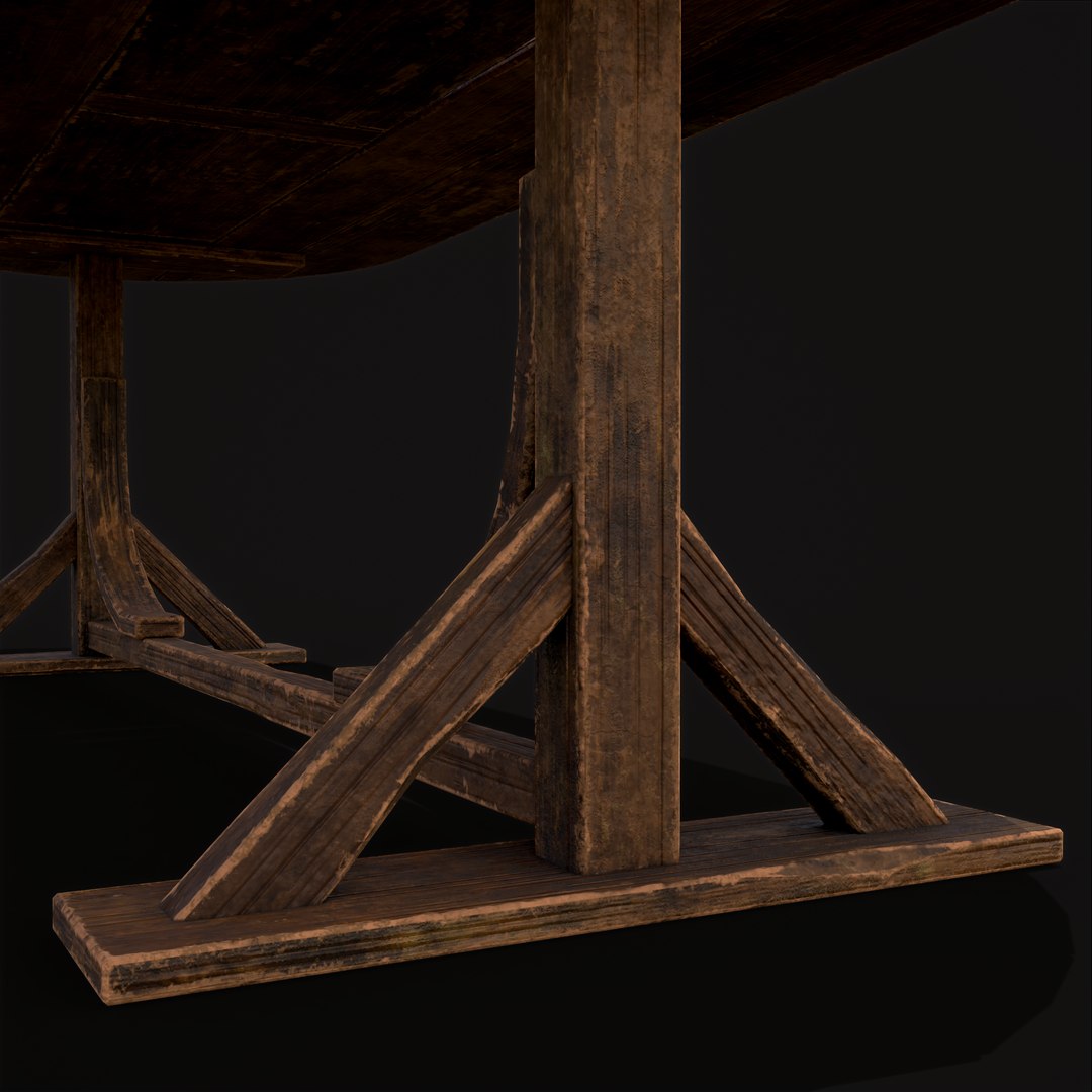 3D Rustic Medieval Wooden Tavern Table - TurboSquid 1930321