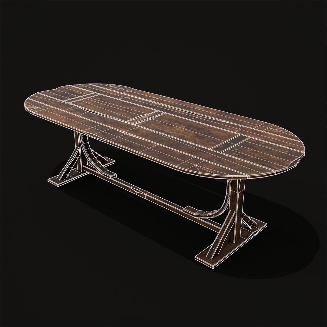 3D Rustic Medieval Wooden Tavern Table - TurboSquid 1930321