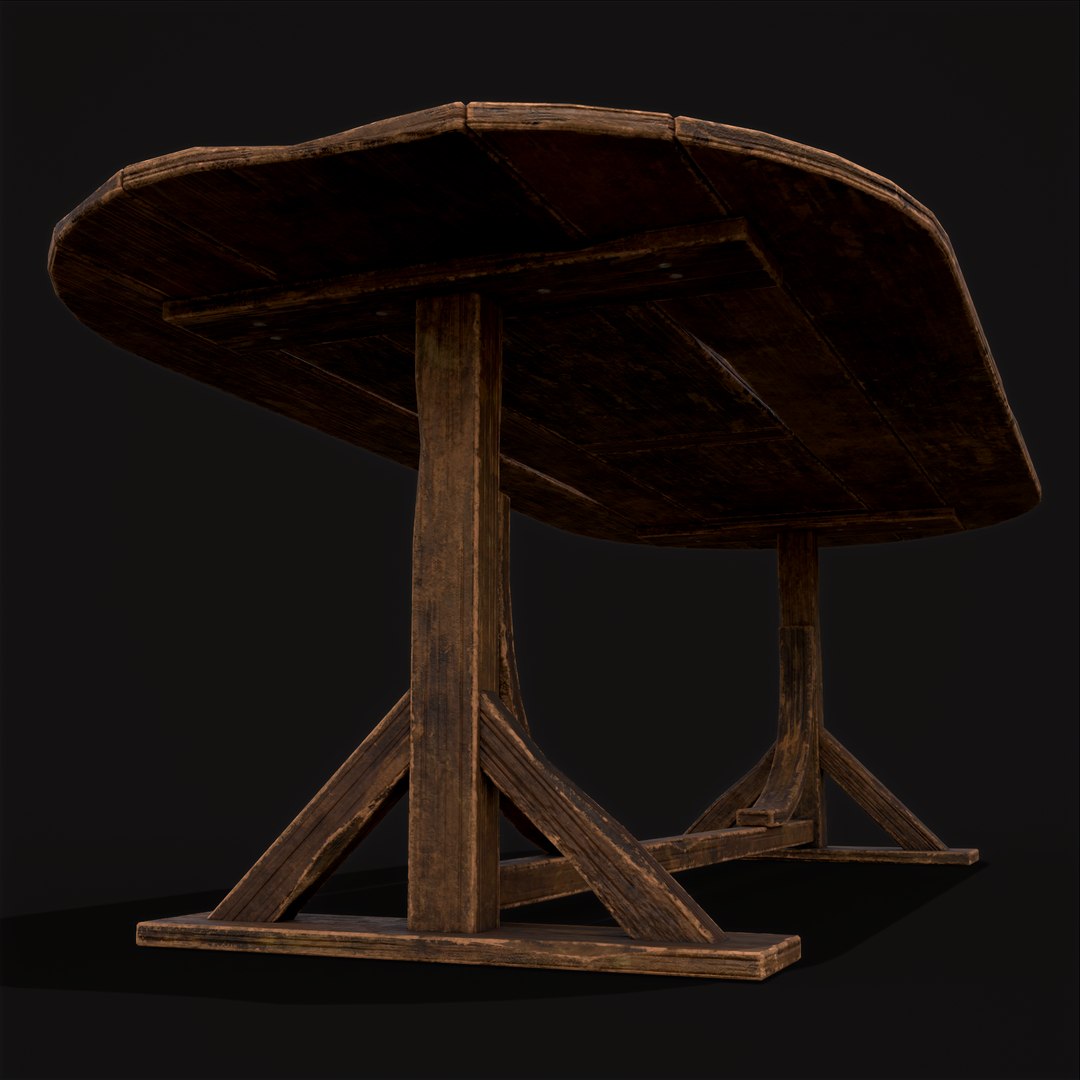 3D Rustic Medieval Wooden Tavern Table - TurboSquid 1930321