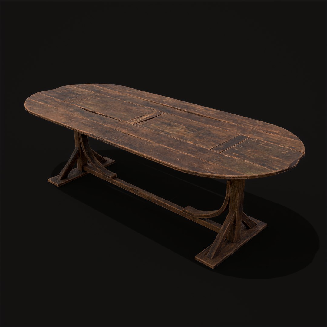 3D Rustic Medieval Wooden Tavern Table - TurboSquid 1930321