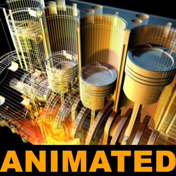 engine cutaway cut 3d model