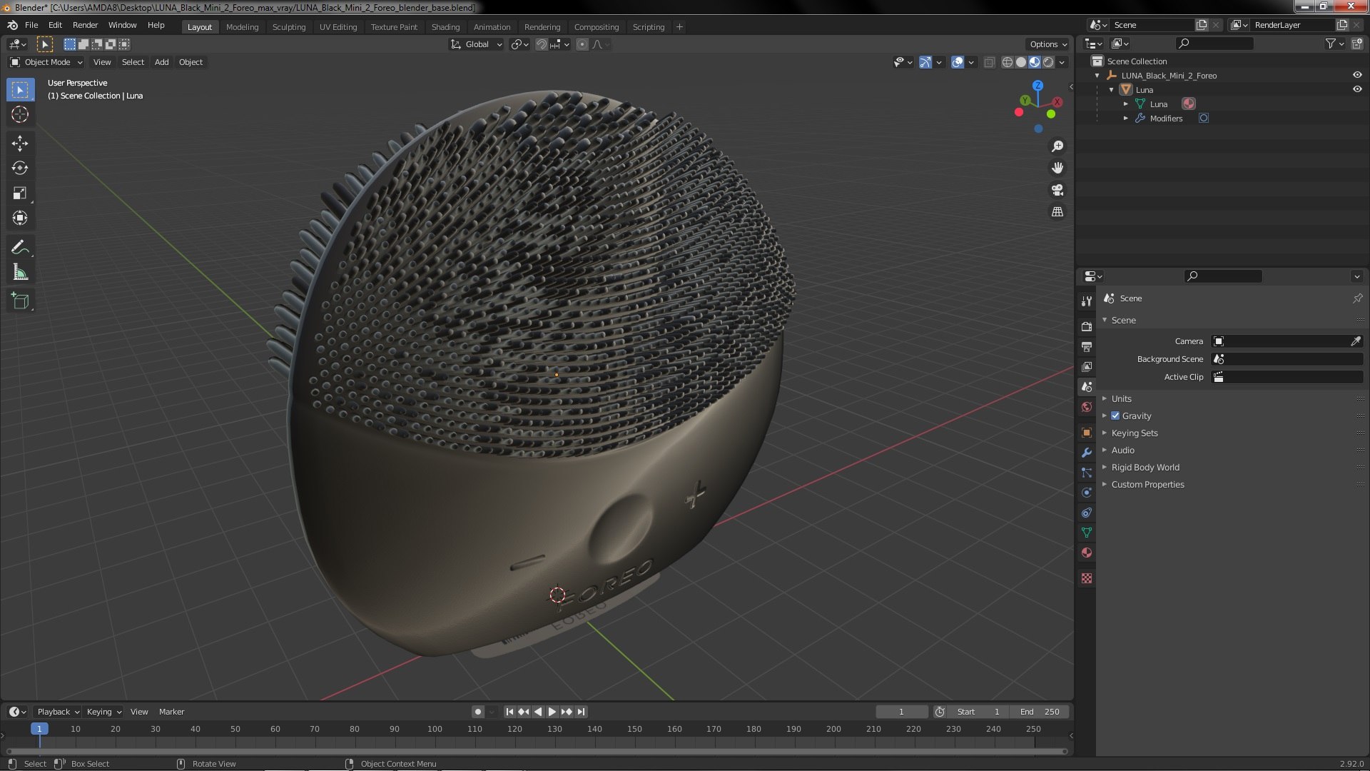 3D LUNA Black Mini 2 Foreo Model - TurboSquid 2052606