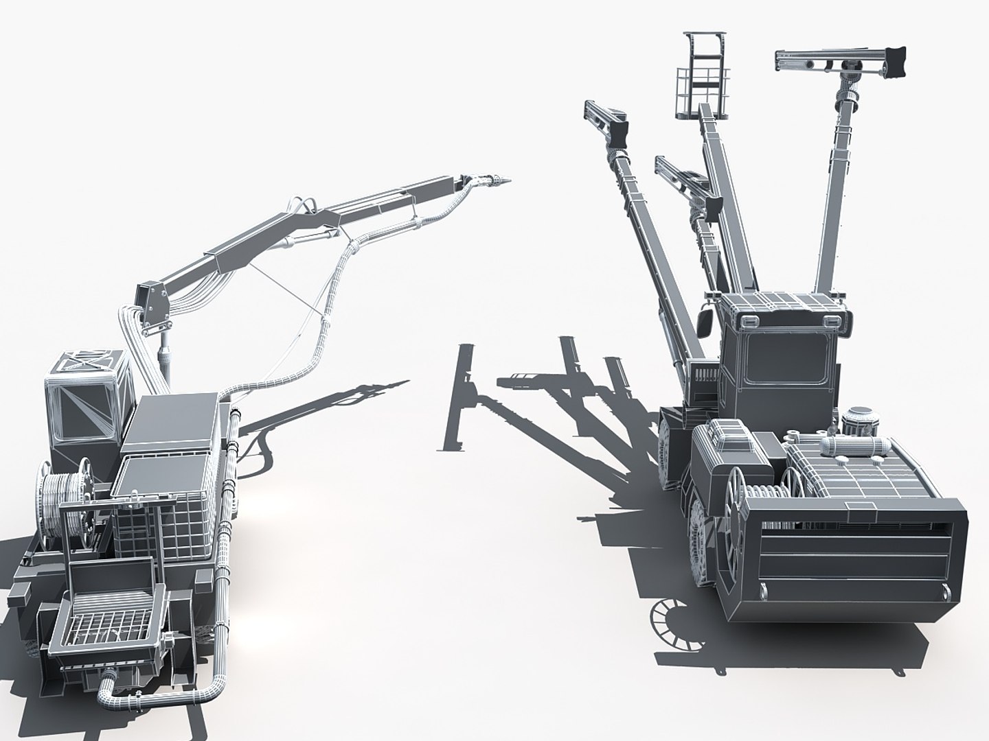 3D Three Arm Rock Drilling Jumbo And Watering Cart Model - TurboSquid ...