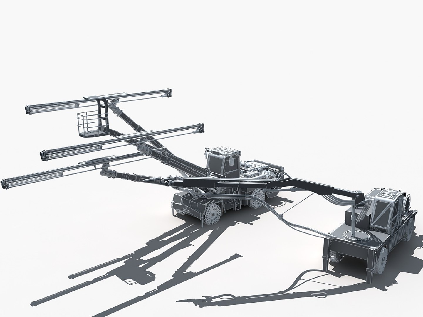 3D Three Arm Rock Drilling Jumbo And Watering Cart Model - TurboSquid ...
