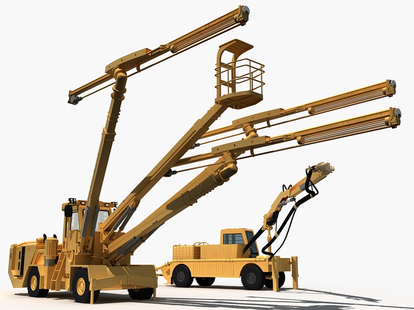 3D Three Arm Rock Drilling Jumbo And Watering Cart Model - TurboSquid ...