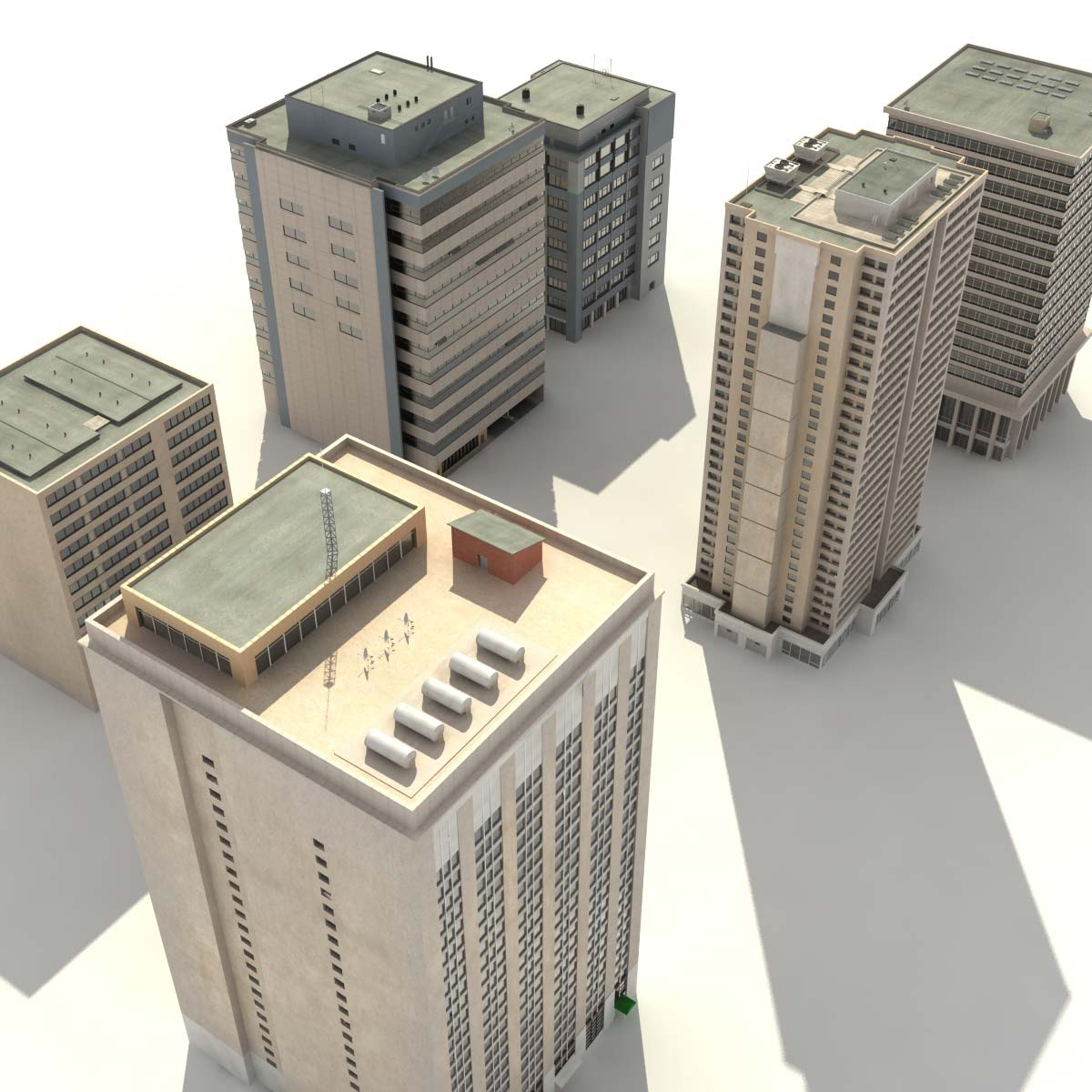 3d model office buildings scene city