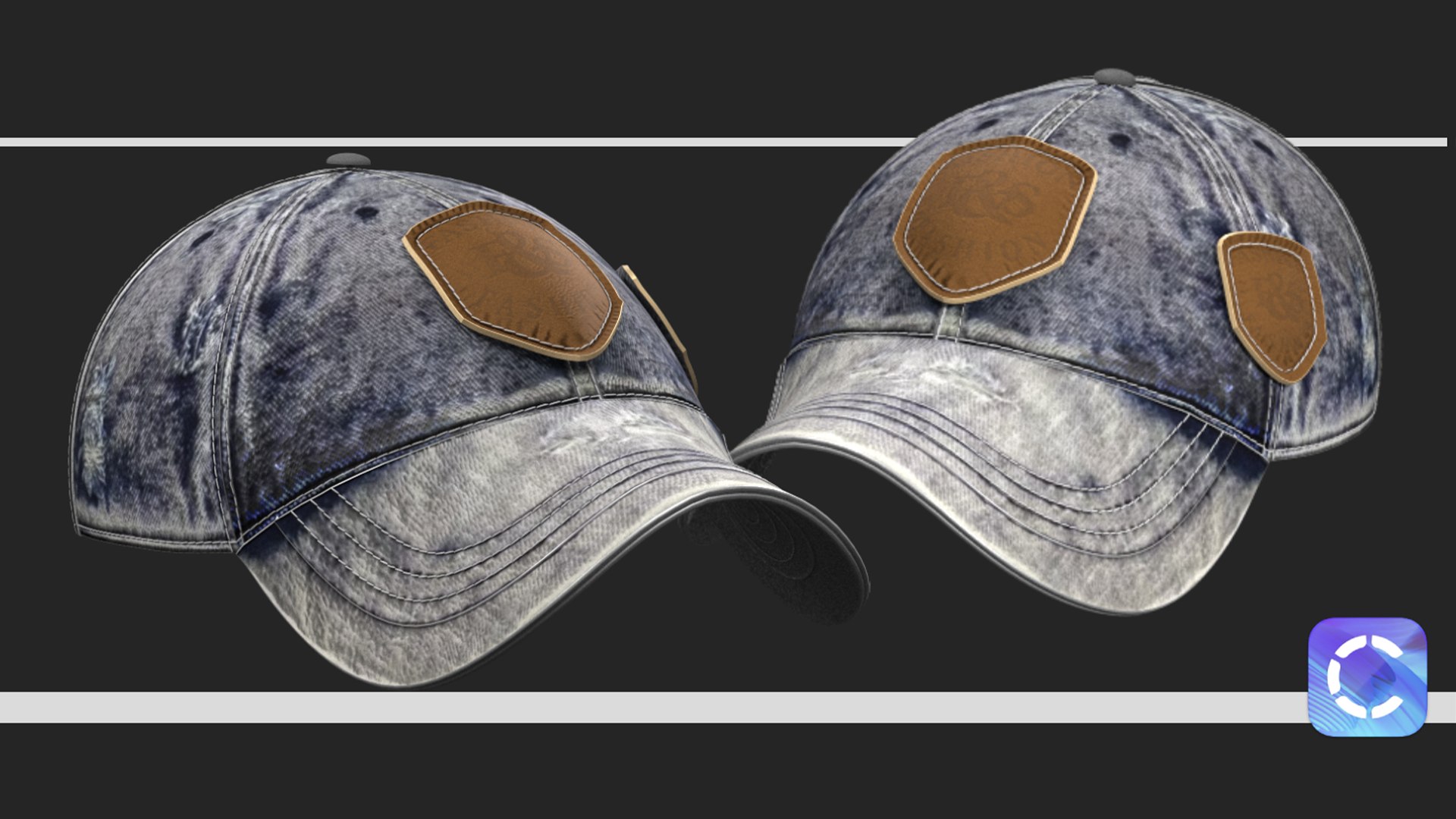 3D Low Poly Denim Baseball Cap CLO3D Marvelous Designer Zprj Model ...