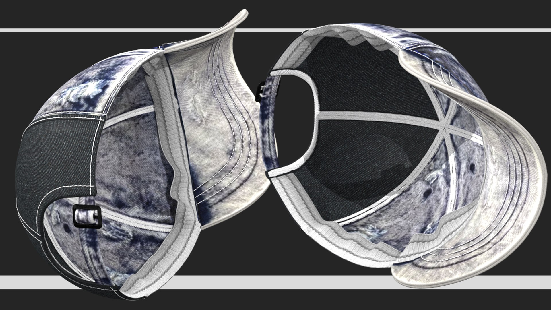 3D Low Poly Denim Baseball Cap CLO3D Marvelous Designer Zprj Model ...