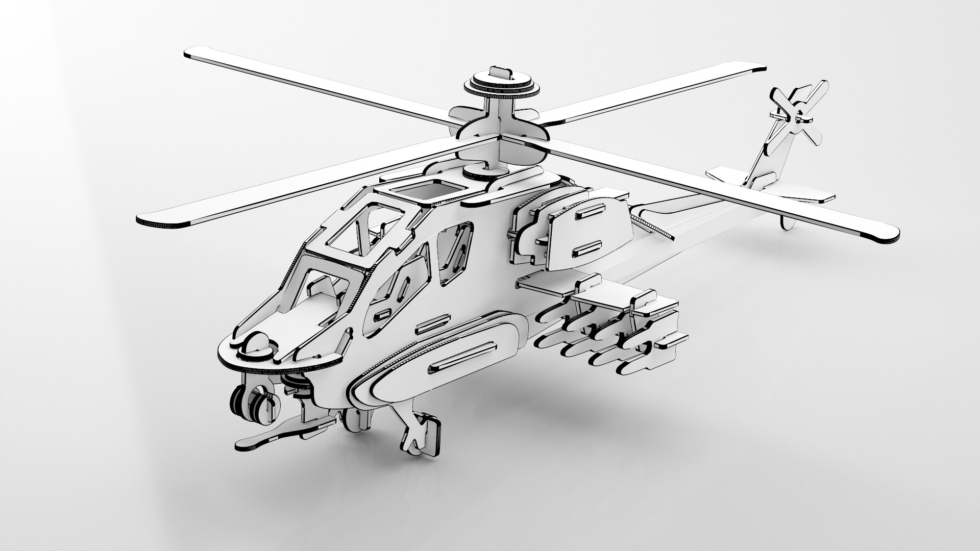 3D Wooden Toy - Apache Helicopter Model - TurboSquid 2296748