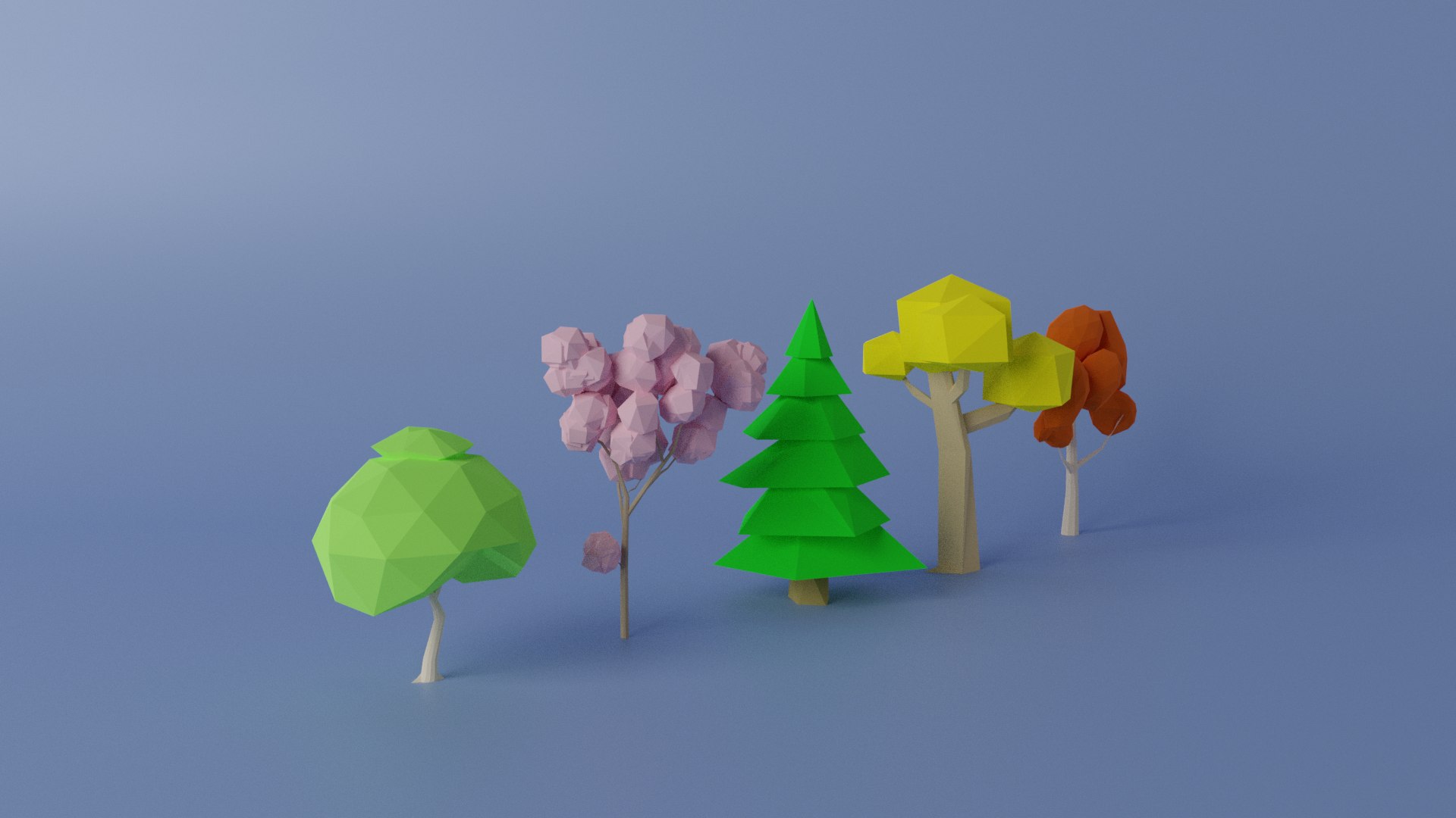 Cartoon Tree Collection Lowpoly Model - TurboSquid 1931068