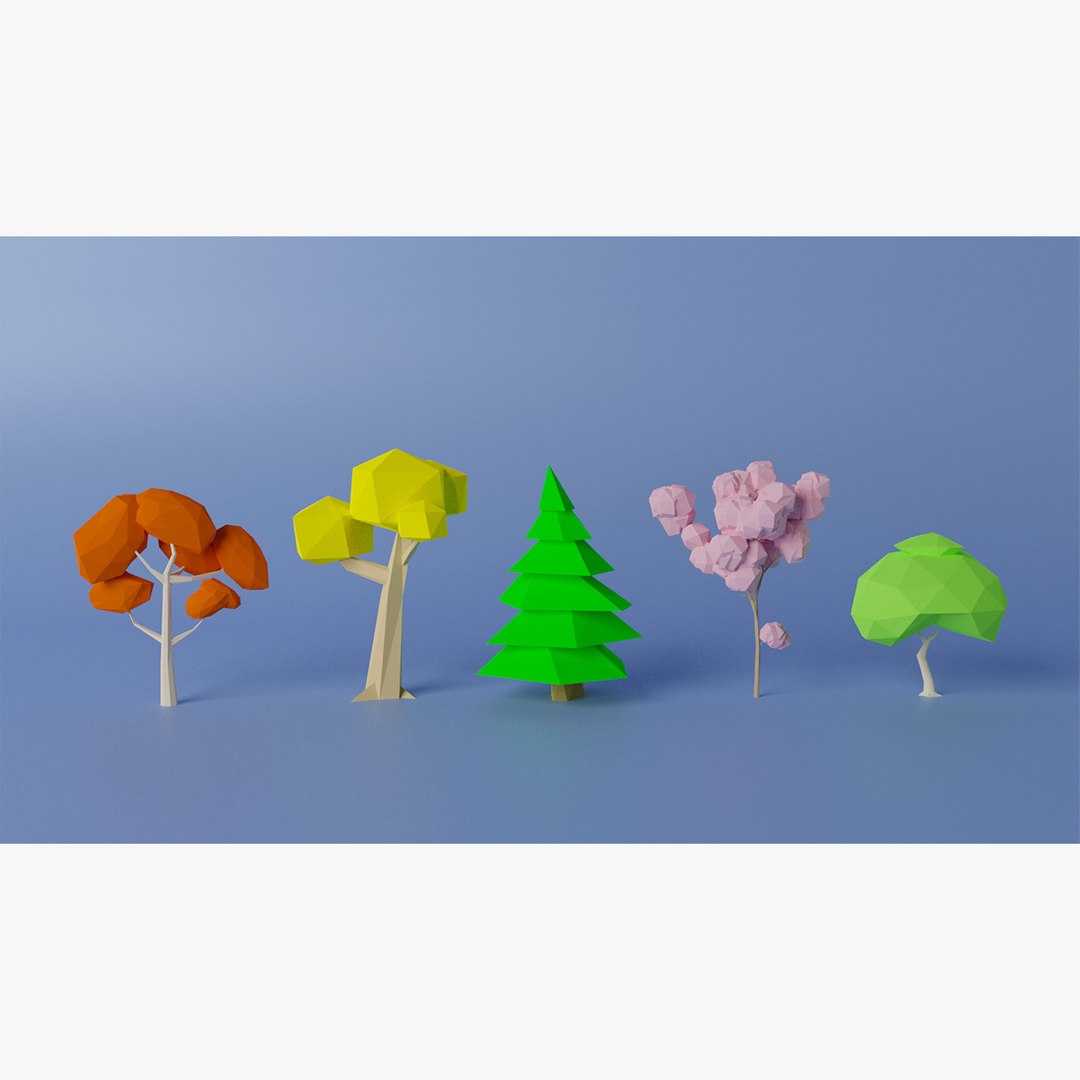 Cartoon Tree Collection Lowpoly Model - TurboSquid 1931068