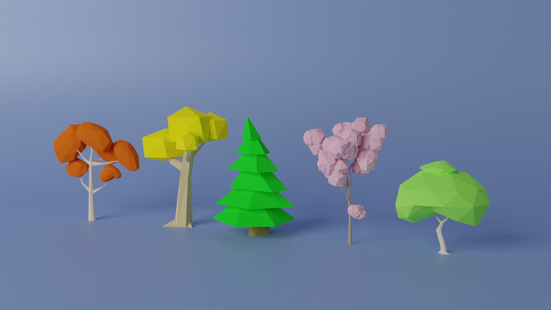 Cartoon Tree Collection Lowpoly Model - TurboSquid 1931068
