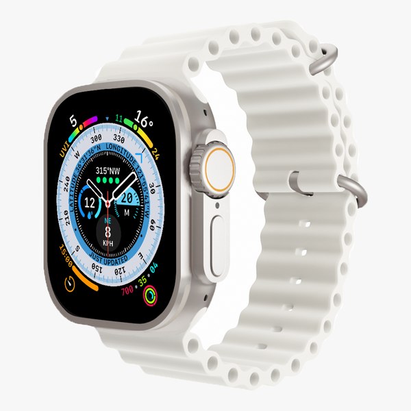 Apple Watch Ultra Titanium Gehäuse mit White Ocean Band 3D-Modell ...