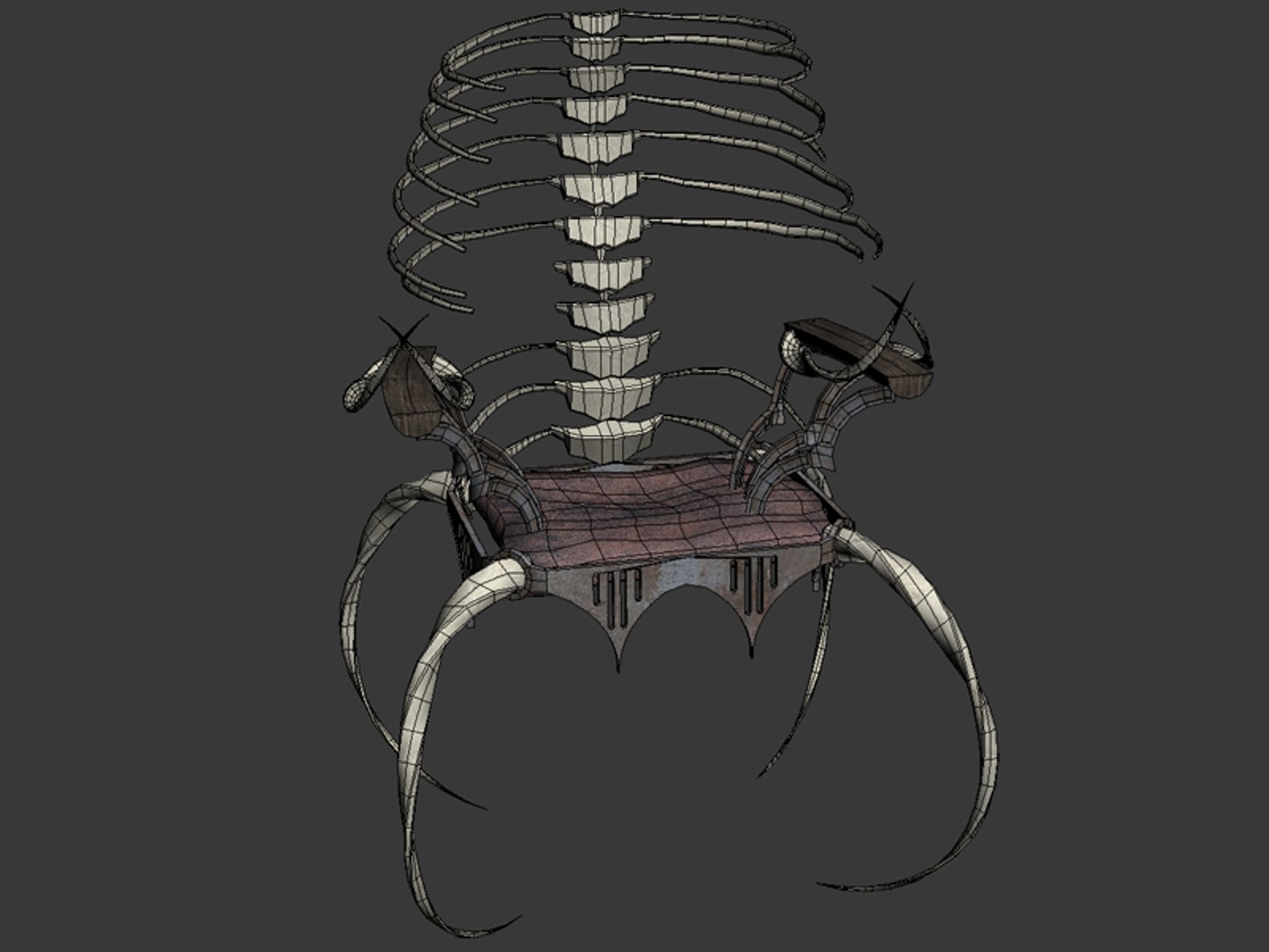 3d Throne Bone Skeleton Chair Model