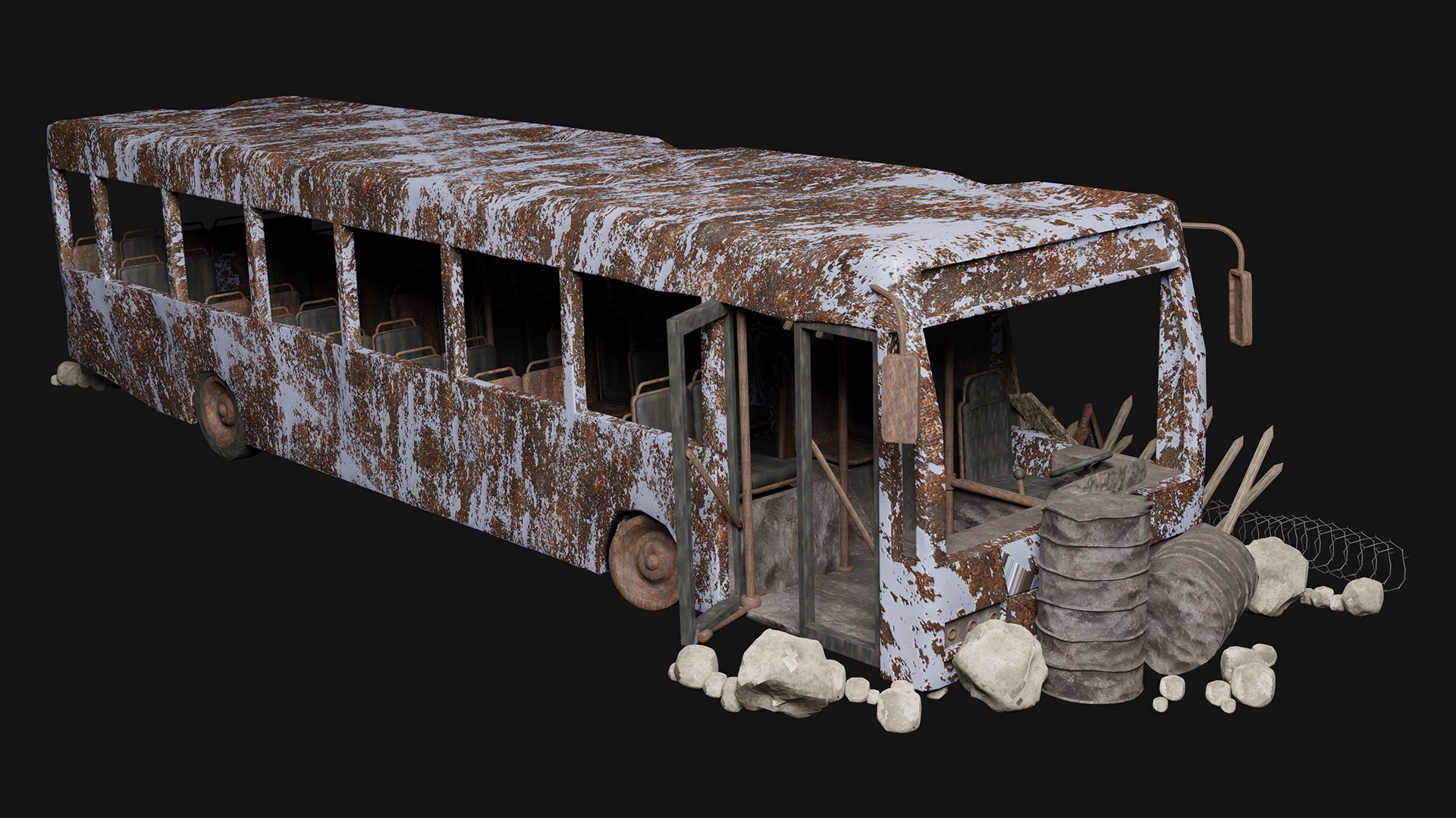 POST APO WRECK PALISADE WALL BARRIER BARRICADE FENCE COLLECTION 3D ...