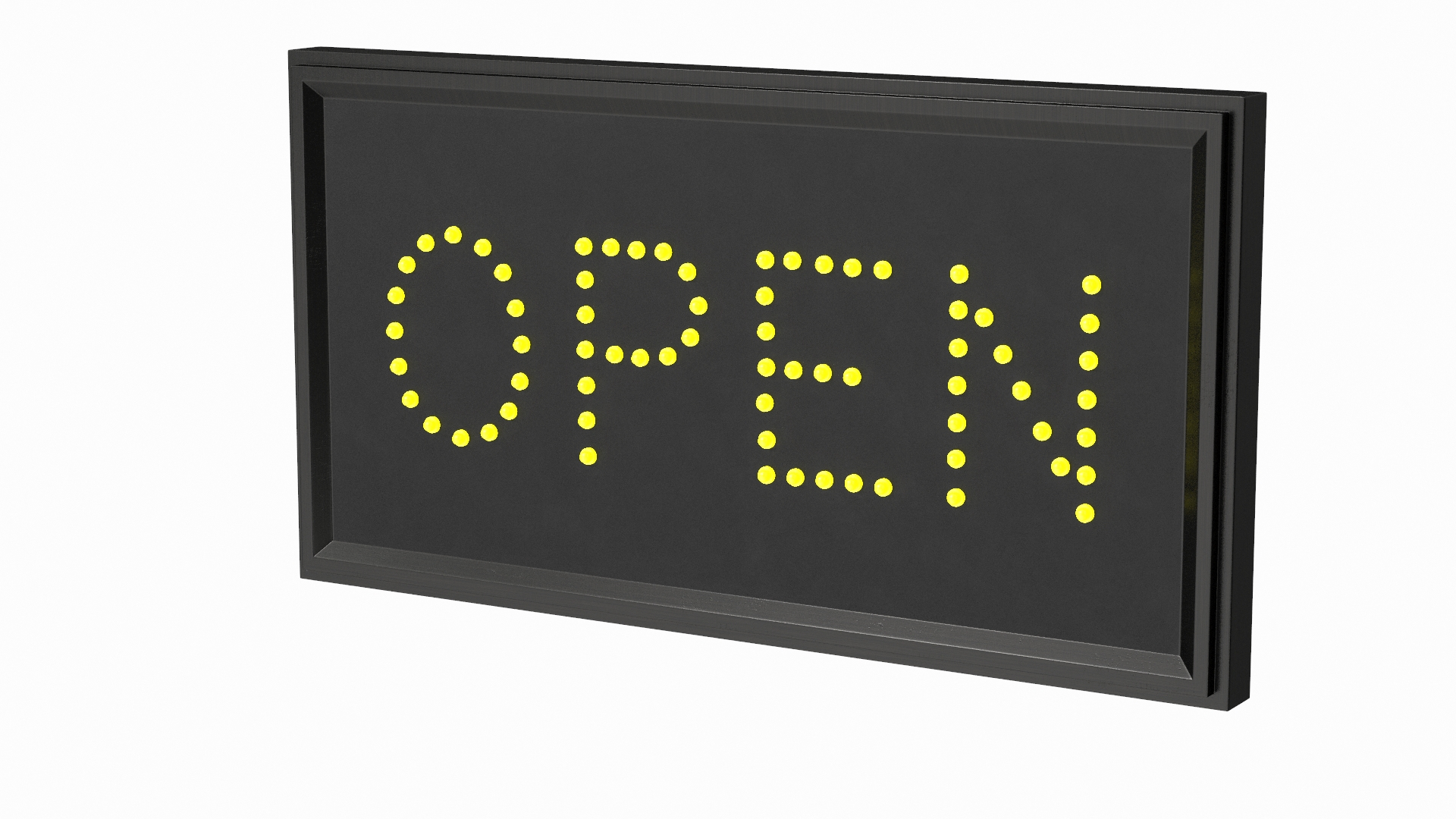 Rectangle Yellow LED Business Sign Open ON 3D Model - TurboSquid 2106172