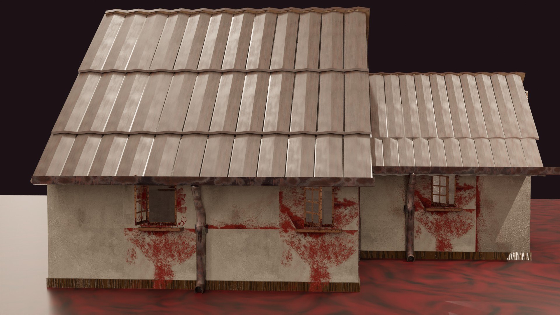 Horror Mansion 3D Model Gothic House With Bloodstained Walls Cursed ...