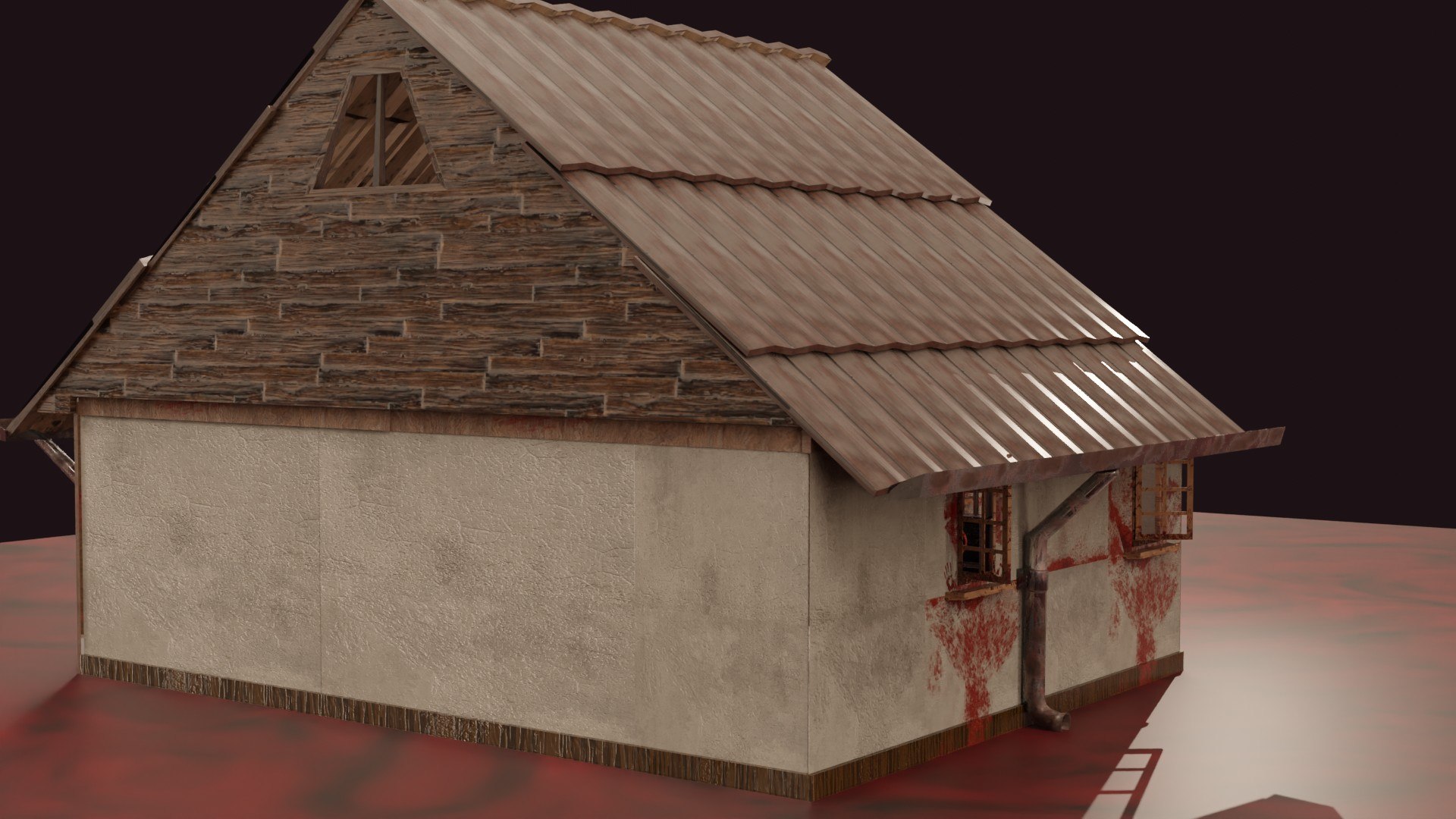 Horror Mansion 3D Model Gothic House With Bloodstained Walls Cursed ...