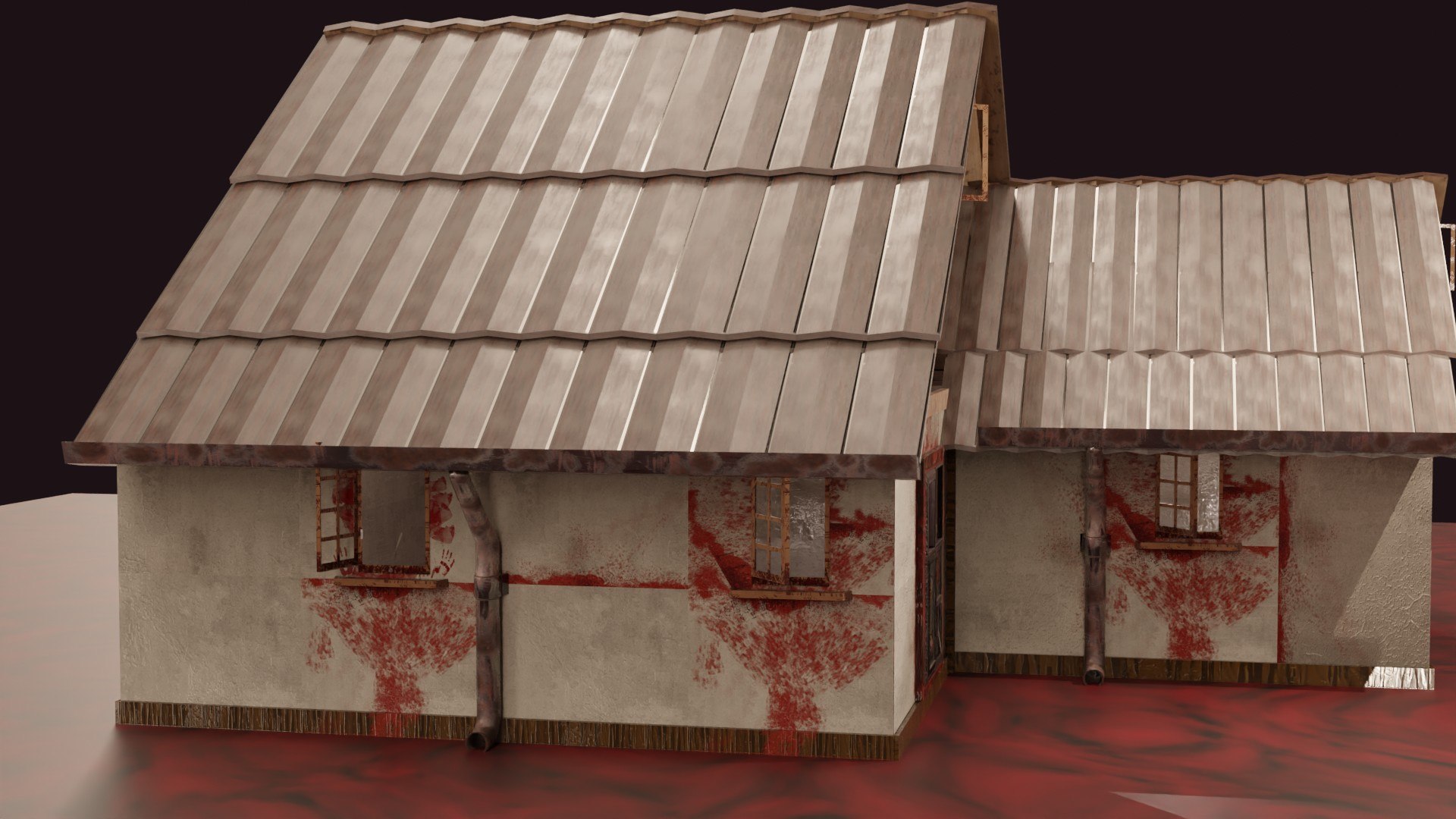 Horror Mansion 3D Model Gothic House With Bloodstained Walls Cursed ...